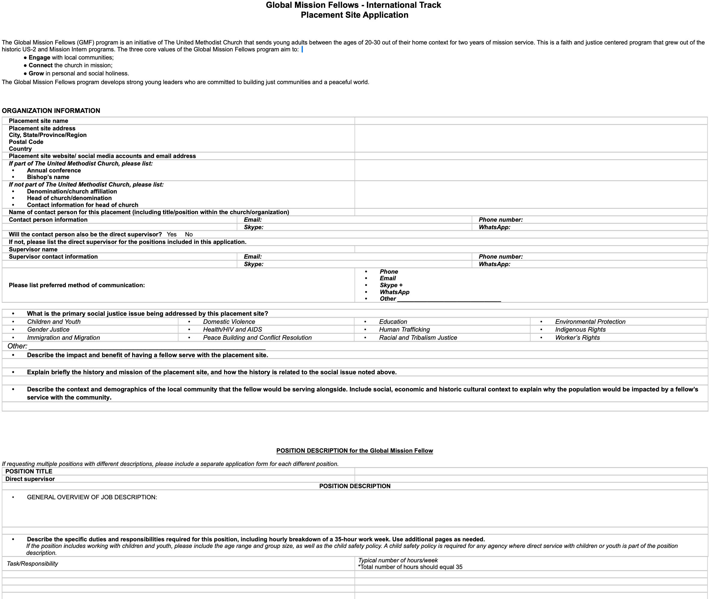Global Mission Fellows - International Track Placement Site Application ...