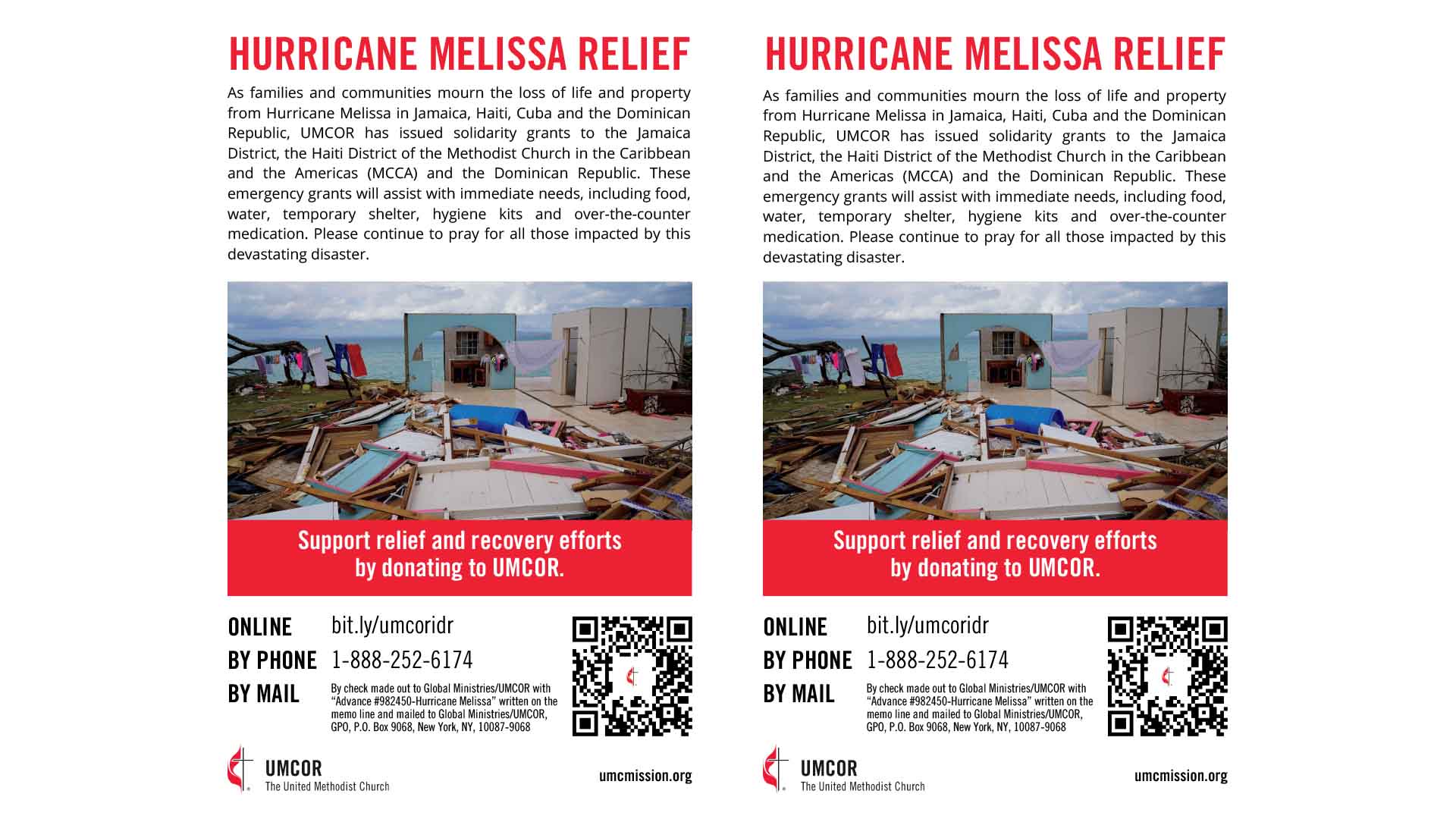 Hurricane Melissa Relief Bulletin Insert | Global Ministries